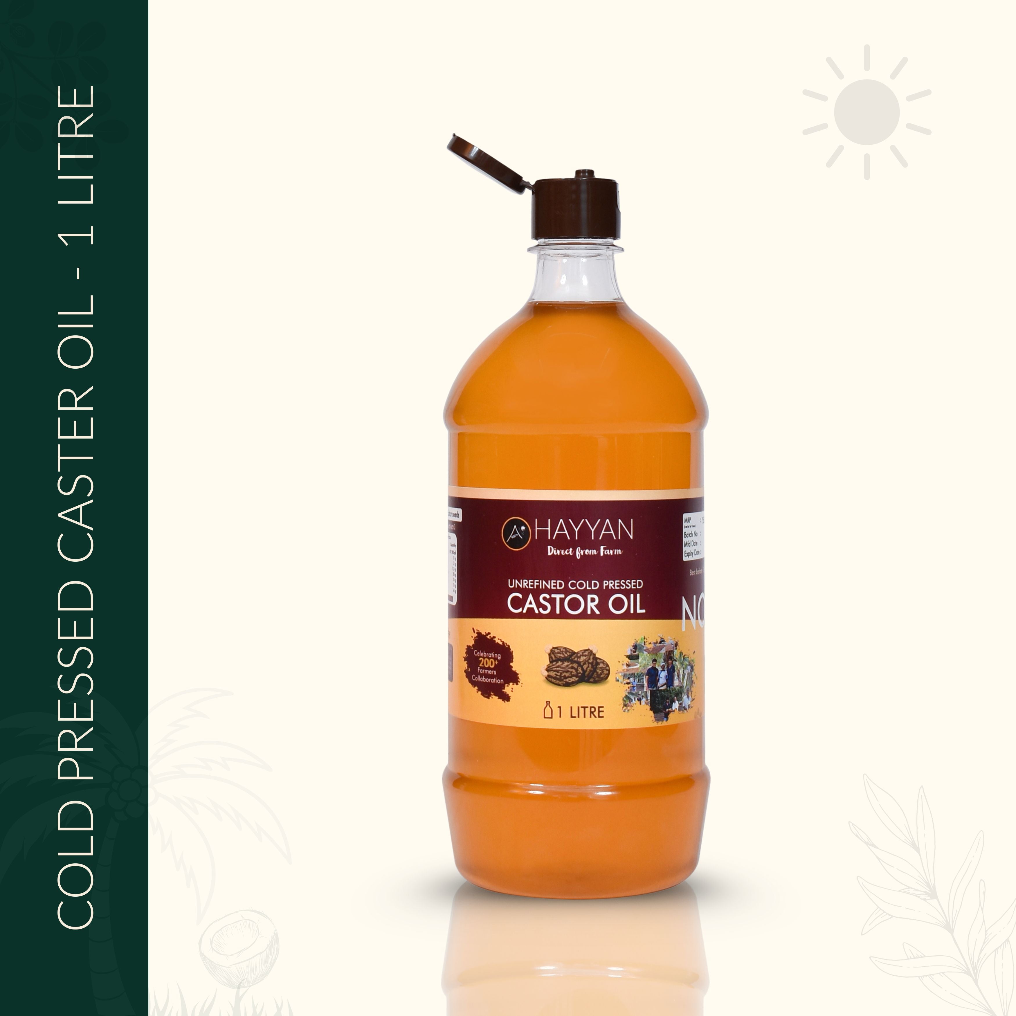 HAYYAN Cold Pressed Virgin Castor Oil - for Healthy Hair , Skin & Cook